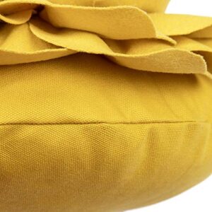 JWH 3D Flower Throw Pillow Cover Aesthetic Decorative Floral Accent Pillow Case Round Cushion Handmade Pillowcase for Couch Living Room Bedroom Bed with Insert 14 Inch Mustard Yellow