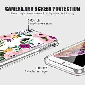 LUHOURI iPhone 8 Case, Clear iPhone 7 Case with Screen Protector, Girls Women Floral Heavy Duty Protective Hard Case with Slim Soft TPU Bumper Cover Phone Case for iPhone 8 and iPhone 7