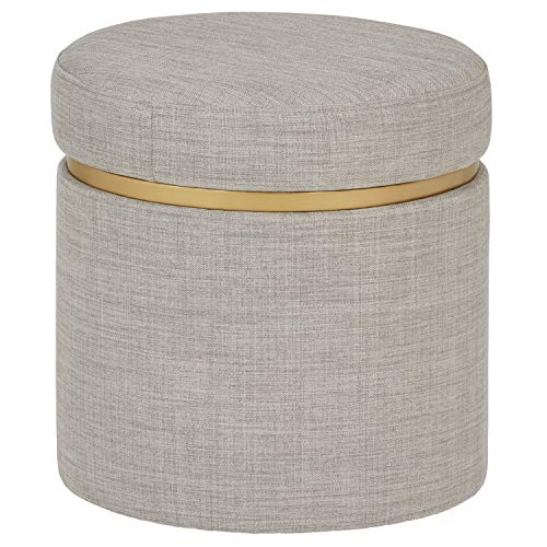 Amazon Brand – Rivet Asher Round Upholstered Storage Ottoman, 15.75"W, Light Grey