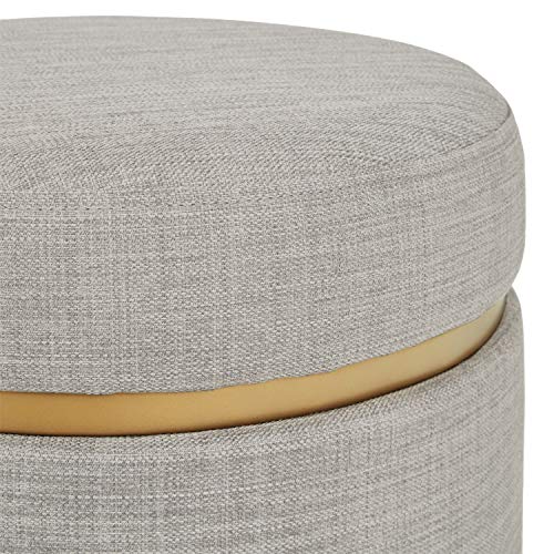 Amazon Brand – Rivet Asher Round Upholstered Storage Ottoman, 15.75"W, Light Grey