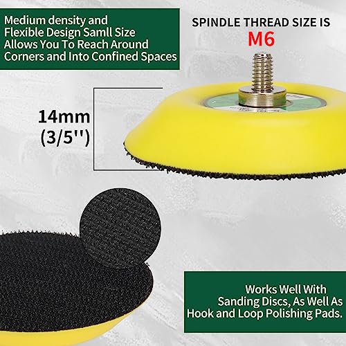 2Pcs 3" Hook and Loop Backing Pads for Orbital Sander M6 Threads Polishing Buffing Plate for Dual Action Car Polisher