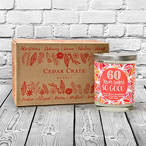 60 Never Looked So Good - 60th Birthday Candles Gifts for Women,Happy Birthday Candle, Scented 100% Soy, 10 Oz. Candle, Happy Birthday Gifts for Friends, Female, 60th Birthday Gifts for Women