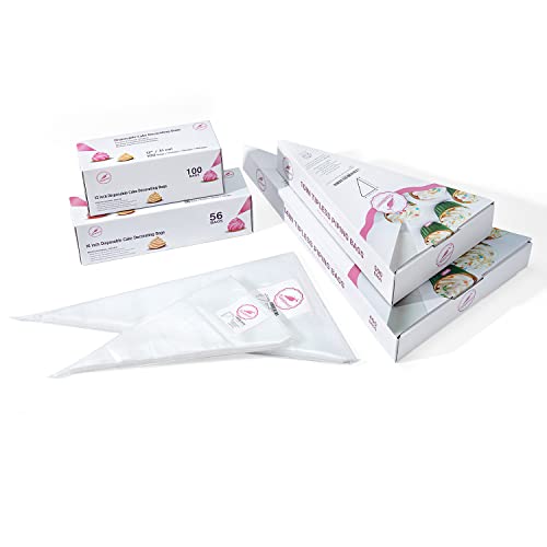 Keenpioneer Piping Bag - Disposable Cake Decorating Bag 56 Count (16 inch, Clear)