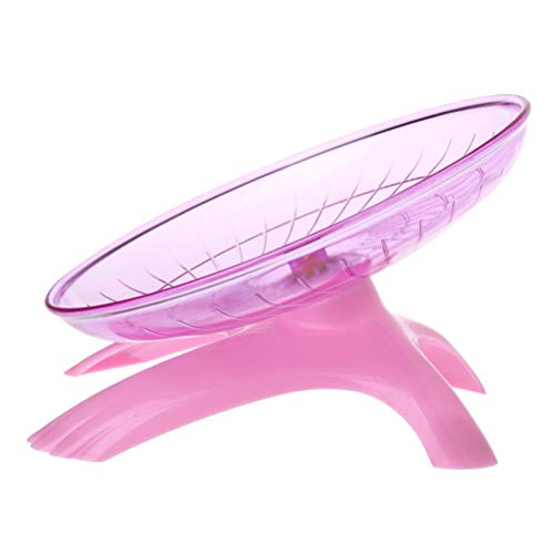 POPETPOP Flying Saucer Wheel Spinner Non Slip Run Disc for Hamsters Hedgehogs Small Pets Exercise Wheel (Pink)