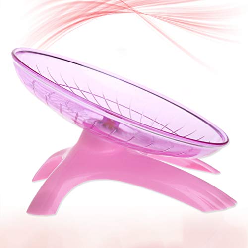 POPETPOP Flying Saucer Wheel Spinner Non Slip Run Disc for Hamsters Hedgehogs Small Pets Exercise Wheel (Pink)