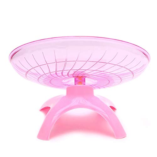 POPETPOP Flying Saucer Wheel Spinner Non Slip Run Disc for Hamsters Hedgehogs Small Pets Exercise Wheel (Pink)