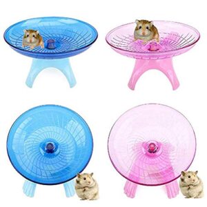 POPETPOP Flying Saucer Wheel Spinner Non Slip Run Disc for Hamsters Hedgehogs Small Pets Exercise Wheel (Pink)