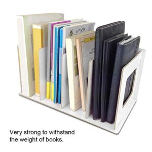 Fdit Wooden Desktop Bookshelf Rack Storage Shelf Bookcase for Home School Office Organizer(Warm White)