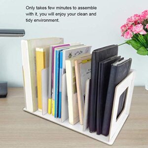 Fdit Wooden Desktop Bookshelf Rack Storage Shelf Bookcase for Home School Office Organizer(Warm White)