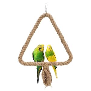 bird rope swing toy parrot climbing perch stand for cockatiel conure cockatoo parakeet cage hanging decor (c: triangle)