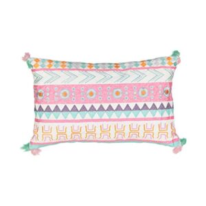 waverly la la llama modern geometric rectangular decorative throw pillow, 14" x 20", white