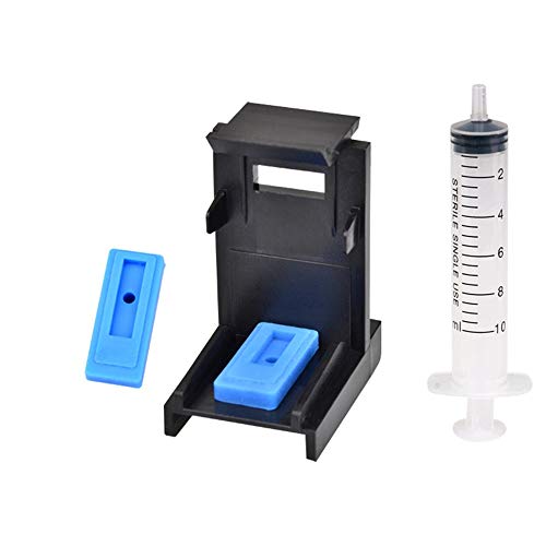 AQree 3in1 Ink Refill Cartridge Clip+ 2pcs Rubber Pads + Syringe Tool Kit for HP 60 61 62 63 65 901 67 67XL