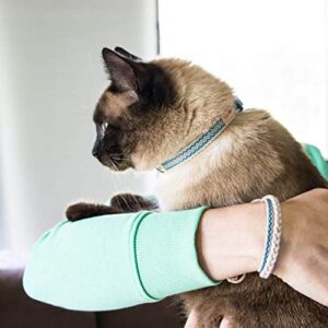 Pettsie Cat Collar Breakaway Safety and Friendship Bracelet for You, Durable 100% Cotton for Extra Safety, Comfortable and Soft, D-Ring for Accessories, Gift Box Included (7.5"-11.5" Neck, Blue)