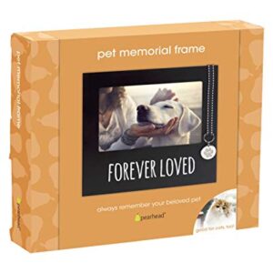 Pearhead Forever Loved Pet Keepsake Picture Frame, Dog Photo Frame for Pet Owners, Dog Memorial Frame, Wall Mount And Tabletop Frame, 4x6 Photo Insert, Black