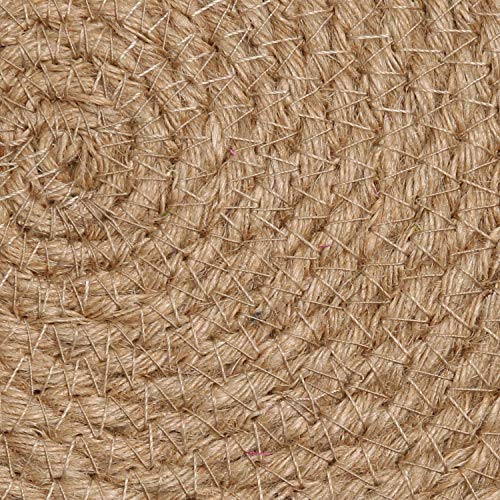 SHACOS Small Round Natural Jute Placemats 12 inch Set of 4 Heat Resistant Place Mats Trivets for Hot Plates Pots Pans Rope Braided Thick Table Mats Potholder Mats (Jute Brown, 12 Inch)