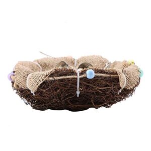 Rattan Birds Nest Toys, Parrot Hanging Swing Nest with Bells Bird Cage Accessories for Cockatoo Macaw Amazon African Grey Budgie Parakeet Cockatiel Lovebird Finch