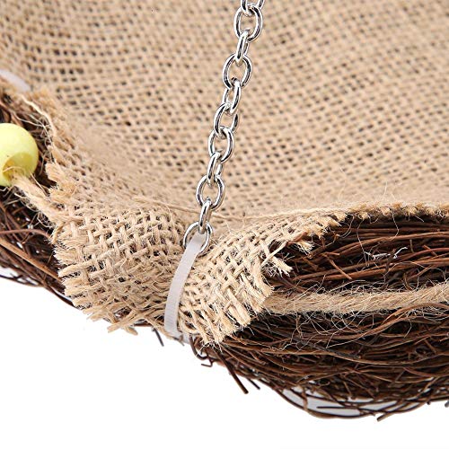 Rattan Birds Nest Toys, Parrot Hanging Swing Nest with Bells Bird Cage Accessories for Cockatoo Macaw Amazon African Grey Budgie Parakeet Cockatiel Lovebird Finch