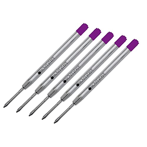 5 - Monteverde P13 Ballpoint Pen Refills to Fit Parker Ballpoint Pens, Medium Point, Bulk Packed (Purple)