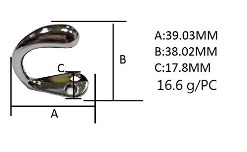 QCAA Single Prong Robe Hook Hanger, Zinc Die Cast, Matte Nickel, Made in Taiwan, 6 Pack