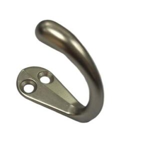 QCAA Single Prong Robe Hook Hanger, Zinc Die Cast, Matte Nickel, Made in Taiwan, 6 Pack