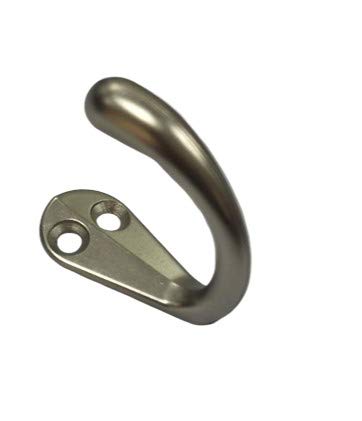 QCAA Single Prong Robe Hook Hanger, Zinc Die Cast, Matte Nickel, Made in Taiwan, 6 Pack