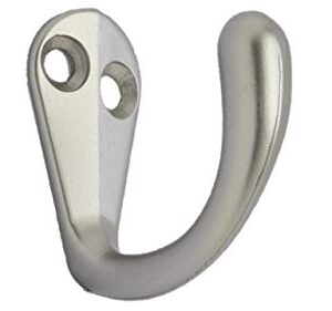 QCAA Single Prong Robe Hook Hanger, Zinc Die Cast, Matte Nickel, Made in Taiwan, 6 Pack