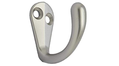 QCAA Single Prong Robe Hook Hanger, Zinc Die Cast, Matte Nickel, Made in Taiwan, 6 Pack