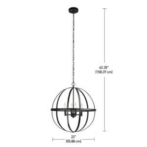 Globe Electric 65295 Juliette 4-Light Chandelier, Dark Bronze