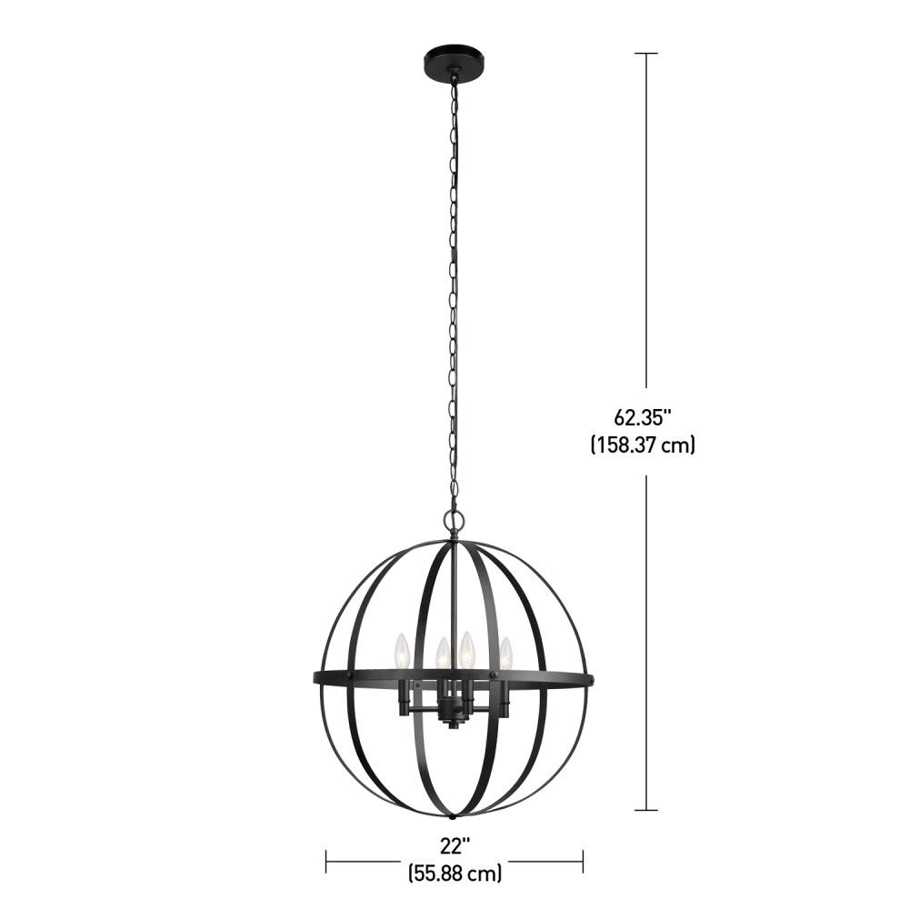 Globe Electric 65295 Juliette 4-Light Chandelier, Dark Bronze