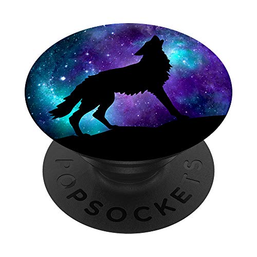 Galaxy Wolf Star Surreal Wild Lone Wolves Double-Exposure PopSockets PopGrip: Swappable Grip for Phones & Tablets