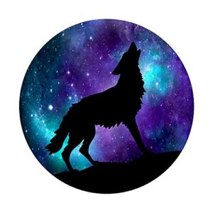 Galaxy Wolf Star Surreal Wild Lone Wolves Double-Exposure PopSockets PopGrip: Swappable Grip for Phones & Tablets