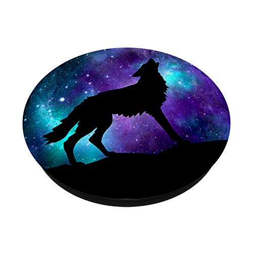 Galaxy Wolf Star Surreal Wild Lone Wolves Double-Exposure PopSockets PopGrip: Swappable Grip for Phones & Tablets