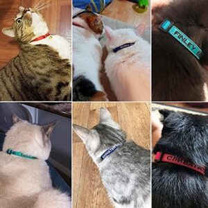 Personalized Nylon Cat Collar Breakaway with Bell - Custom Embroidered Text ID Collars with Pet Name and Phone Number