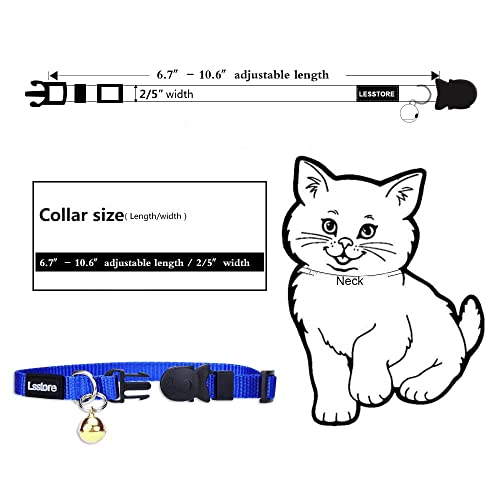 Personalized Nylon Cat Collar Breakaway with Bell - Custom Embroidered Text ID Collars with Pet Name and Phone Number