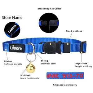 Personalized Nylon Cat Collar Breakaway with Bell - Custom Embroidered Text ID Collars with Pet Name and Phone Number