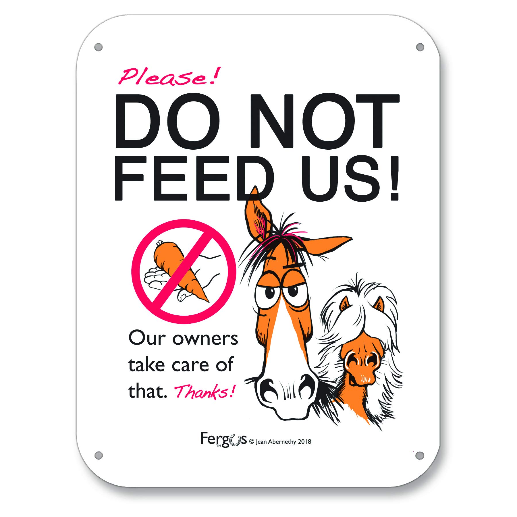 FERGUS The Horse Barn Stall Fence Sign, Do Not Feed Horses 