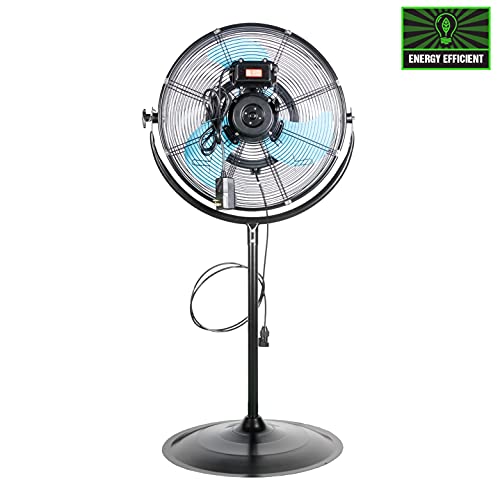 OEMTOOLS 23978 20” Tilting Pedestal Misting Fan, Fan Misters for Cooling Outdoor Spaces, Outside Patio, Water Resistant, Black