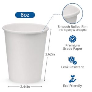 NYHI 8 oz Paper Cups - 300-Pack, Paper Cups for Water Dispenser, Coolers, Coffee, Teas, Party, Hot/Cold Beverage Disposable Drinking Paper Coffee Cups Suitable for Home, Office, and Coffee Rooms