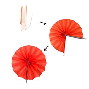 Recosis Hanging Paper Fan Set, Tissue Paper Pom Poms Flower Fan and Honeycomb Balls for Birthday Baby Shower Wedding Festival Decorations - Red