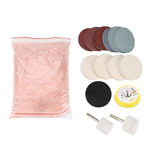 Cerium Oxide Glass Polishing Kit, Glass Scratch Removal Kit Cerium Oxide Polishing Powder Felt Polishing Wheel Disc Pad with Drill Adapter Glass Abrasive Disc Set, Windshield Scratch Repair Kit