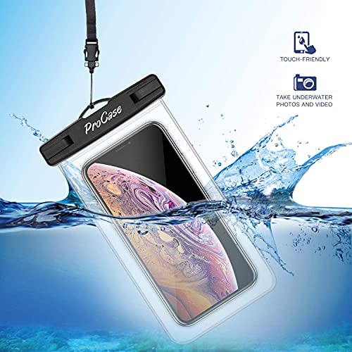 ProCase Waterproof Pouch Cellphone Dry Bag Underwater Case for iPhone Xs Max XR X 8 7 6S Plus, Galaxy S10 Plus S9 S8 +/Note 9 8, Pixel 3 2 XL up to 6.5" - 3 Pack, Clear