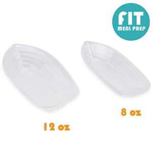 Fit Meal Prep [100 Pack] Banana Split Boat Plate 8oz and 12oz - Clear PET Plastic Disposable Ice Cream Sundae Splits Bowl Tray for Gelato Parlors, Cafes, Parties, Home and Restaurants