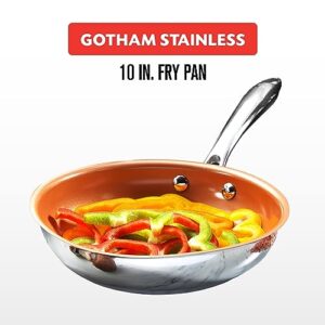 Gotham Steel Stainless Steel 2 Pack Nonstick Frying Pan Set, Induction Base Stainless Steel Skillet Set + Stainless Steel Pan Set, Metal Frying Pan – Nonstick Egg Pan, Oven/Dishwasher Safe Non Toxic