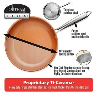 Gotham Steel Stainless Steel 2 Pack Nonstick Frying Pan Set, Induction Base Stainless Steel Skillet Set + Stainless Steel Pan Set, Metal Frying Pan – Nonstick Egg Pan, Oven/Dishwasher Safe Non Toxic