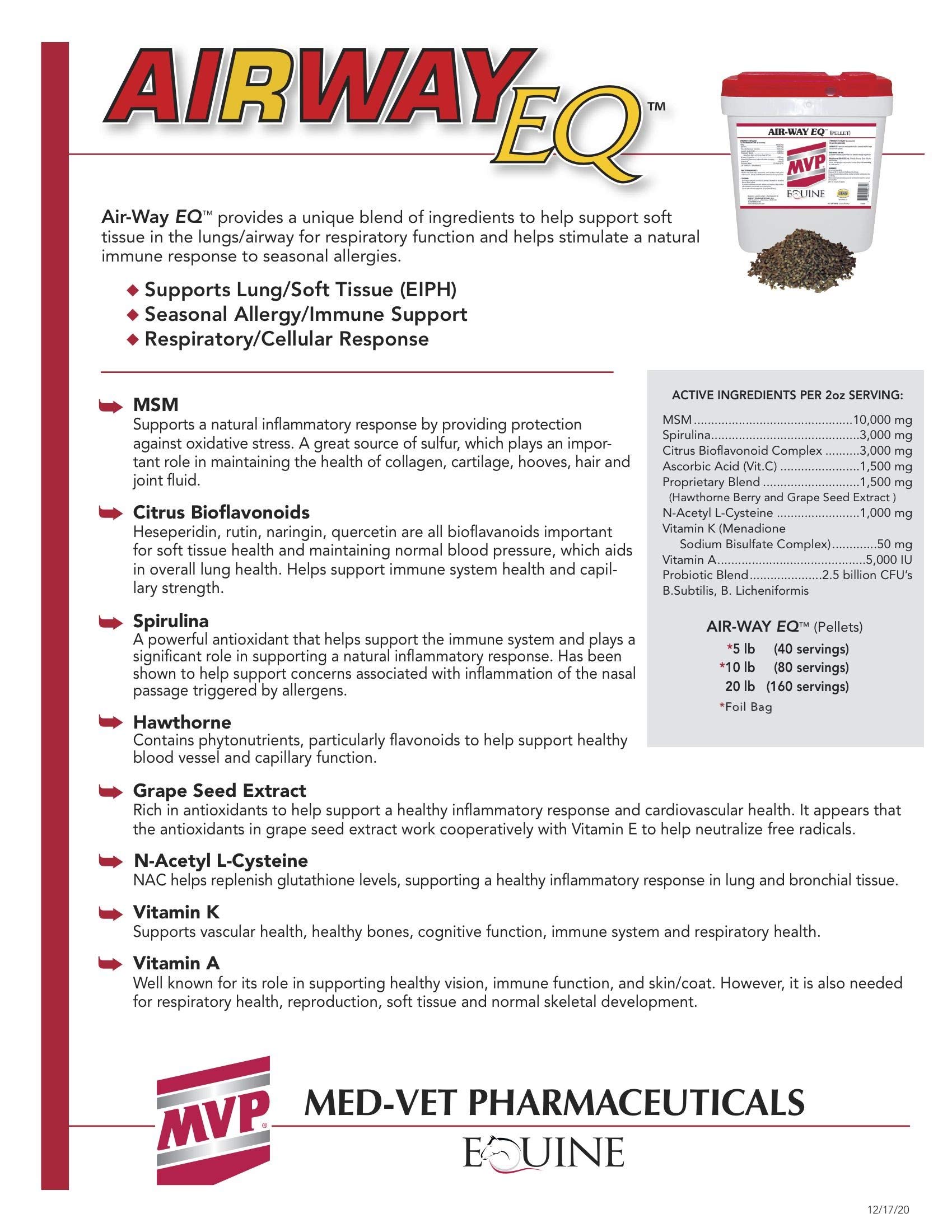 Med-Vet Pharmaceuticals Air-Way EQ (20lb) Supports Healthy Lung Funtion and Seasonal Allergy Support in Horses