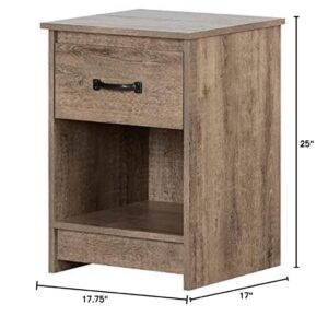 South Shore Tassio 1-Drawer Nightstand-Weathered Oak