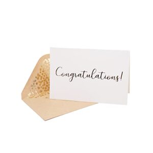 50 pack congratulations card – elegant greeting cards with ‘’congratulations’’ embossed in gold foil letters – for engagement, graduation, wedding - 52 kraft envelopes included - 4" x 6" - white