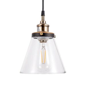 GRUENLICH Pendant Lighting Fixture for Kitchen and Dining Room, Hanging Ceiling Lighting Fixture, E26 Medium Base, Metal Construction with Clear Glass, Bulb not Included, 2-Pack