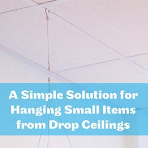 SHARP TANK Clear Grid Clips - 60 Pc Set Ceiling Hook Kit (30 Clips, 30 Hooks) Perfect for Hanging Classroom Decorations, Signs, Decore from Drop Ceiling T-Bar