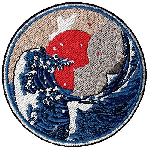 Great Wave Off Kanagawa Patch Embroidered Applique Badge Iron On Sew On Emblem